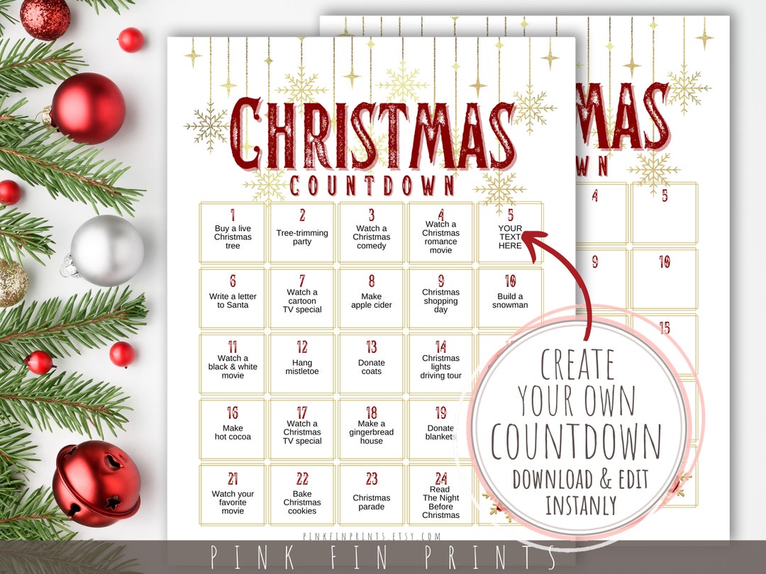 Editable Christmas Advent Calendar for Women Printable - Etsy