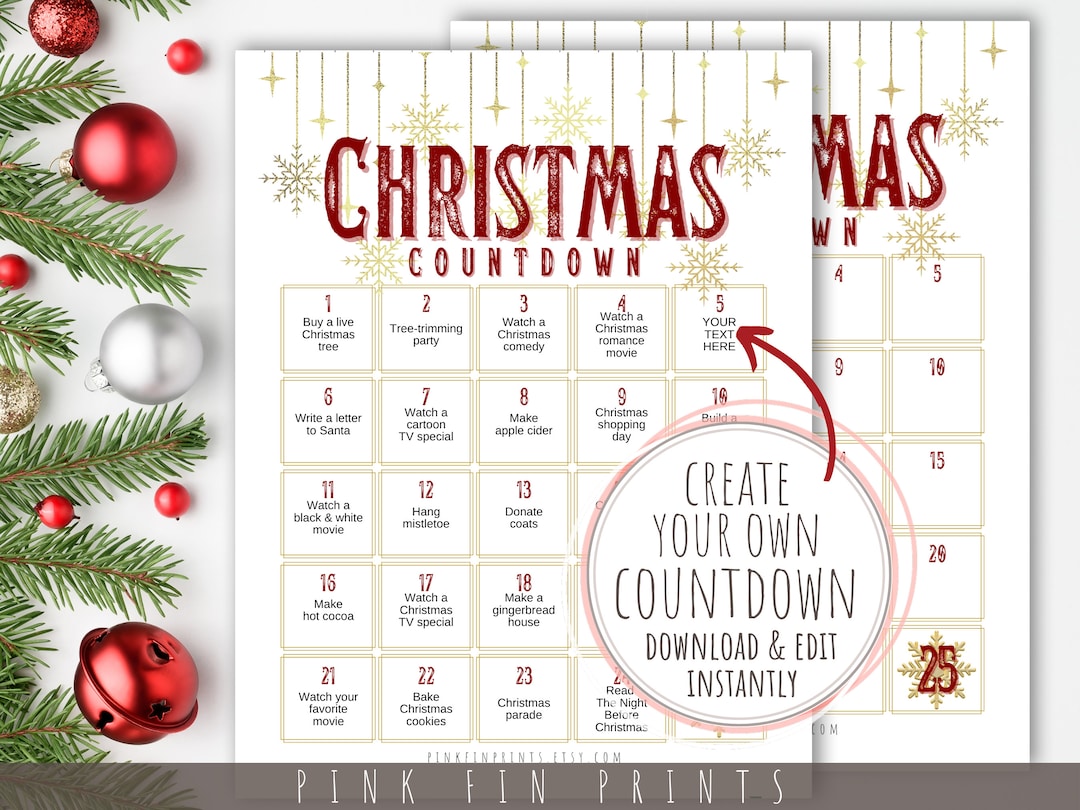 Editable Christmas Advent Calendar for Women, Printable Christmas ...