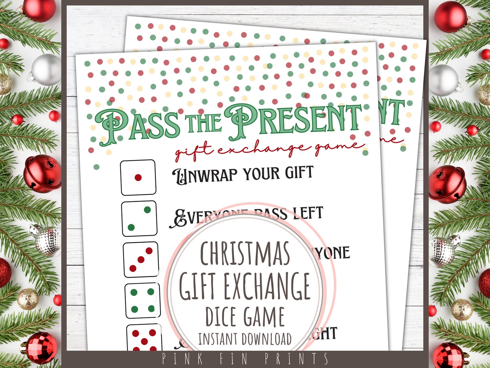 Christmas Gift Exchange Game Printable, White Elephant Party Game for ...
