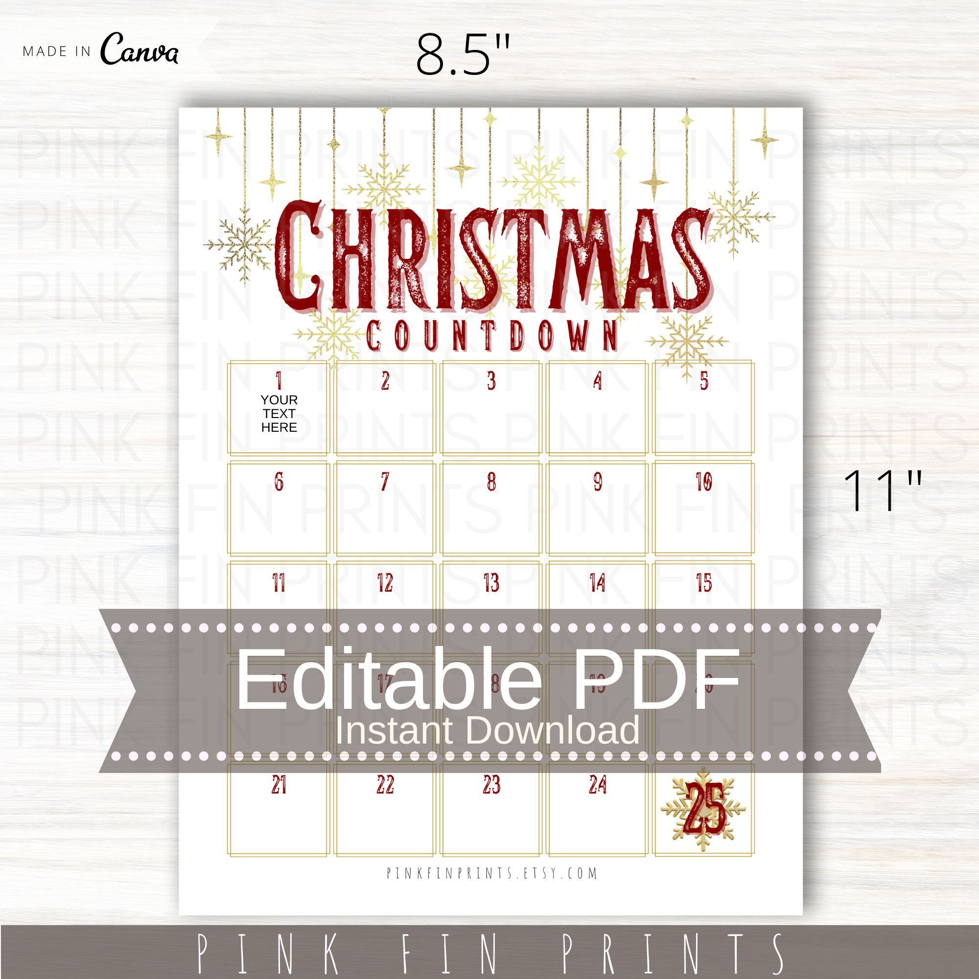 Editable Christmas Advent Calendar for Women, Printable Christmas ...