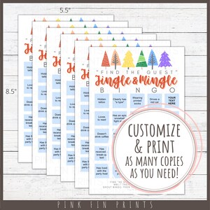 Jingle and Mingle Bingo for Adults Christmas Bingo Game Large Group ...