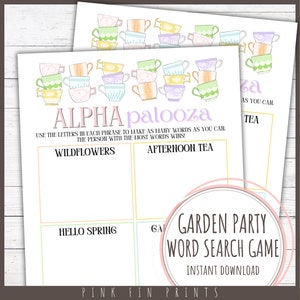 Word Search Tea Party Game, Mothers Day Games for Groups, Easter Games ...
