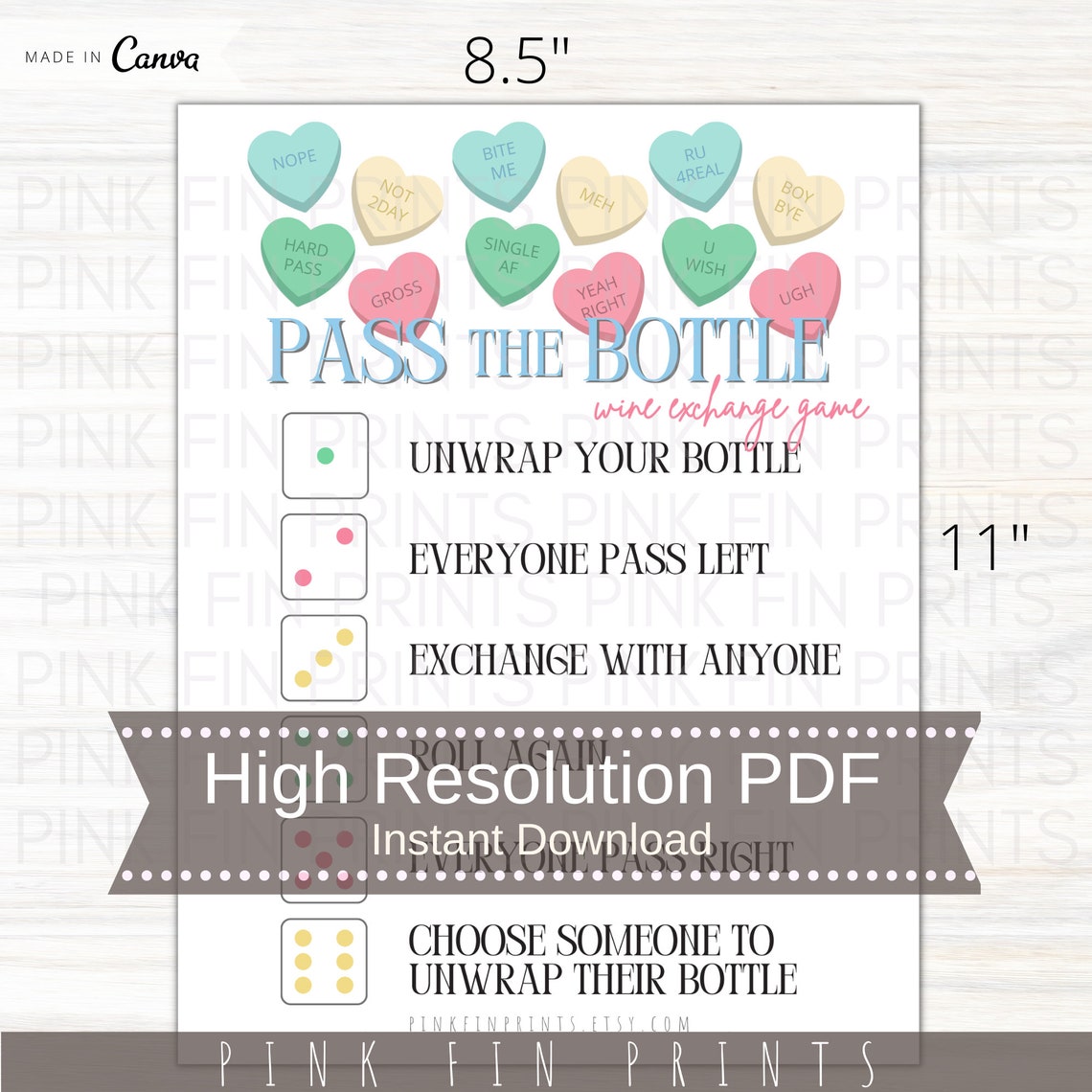 Pass the Bottle Anti Valentines Day Party Game for Adults - Etsy