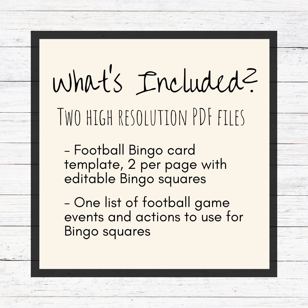 Football Bingo, Bar Game Printable, College Football Party Games ...