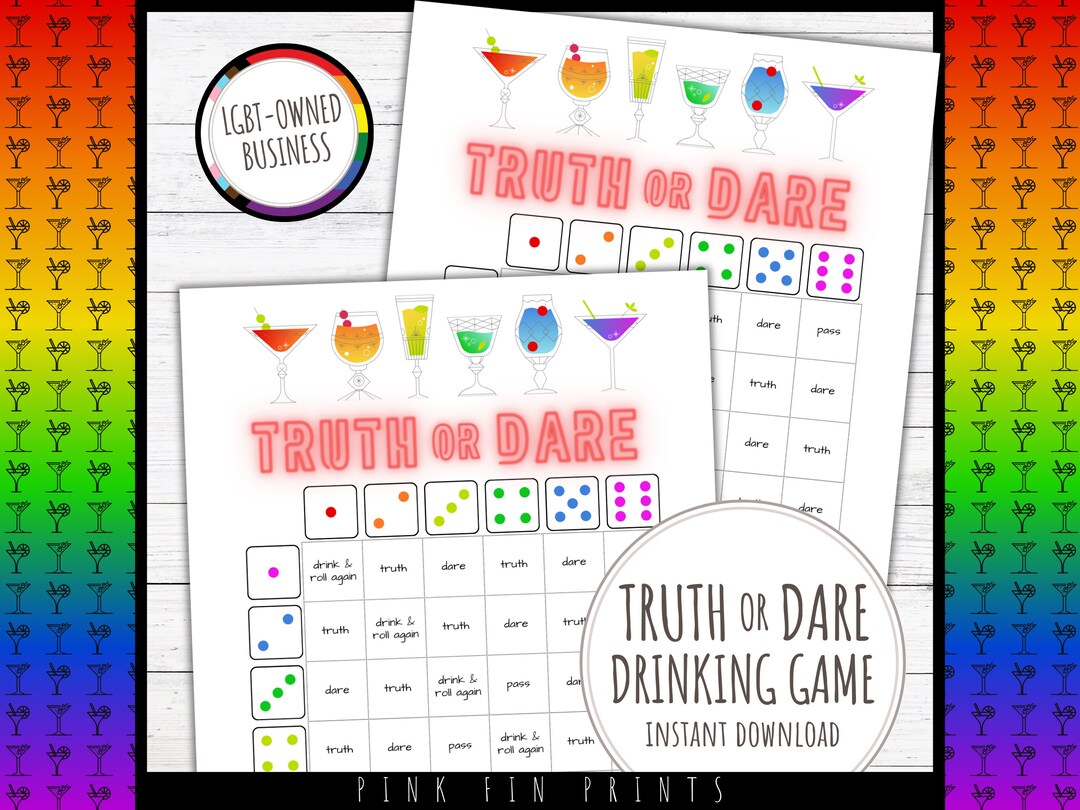 Truth Or Dare Drinking Game For Color Theme Party Pride Games For