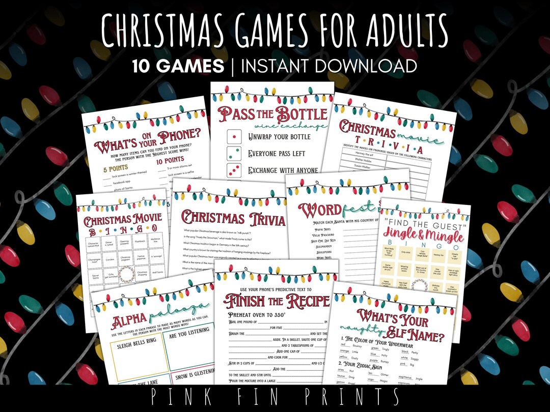 Printable Christmas Games for Adults, Funny Friendsmas Drinking Games ...