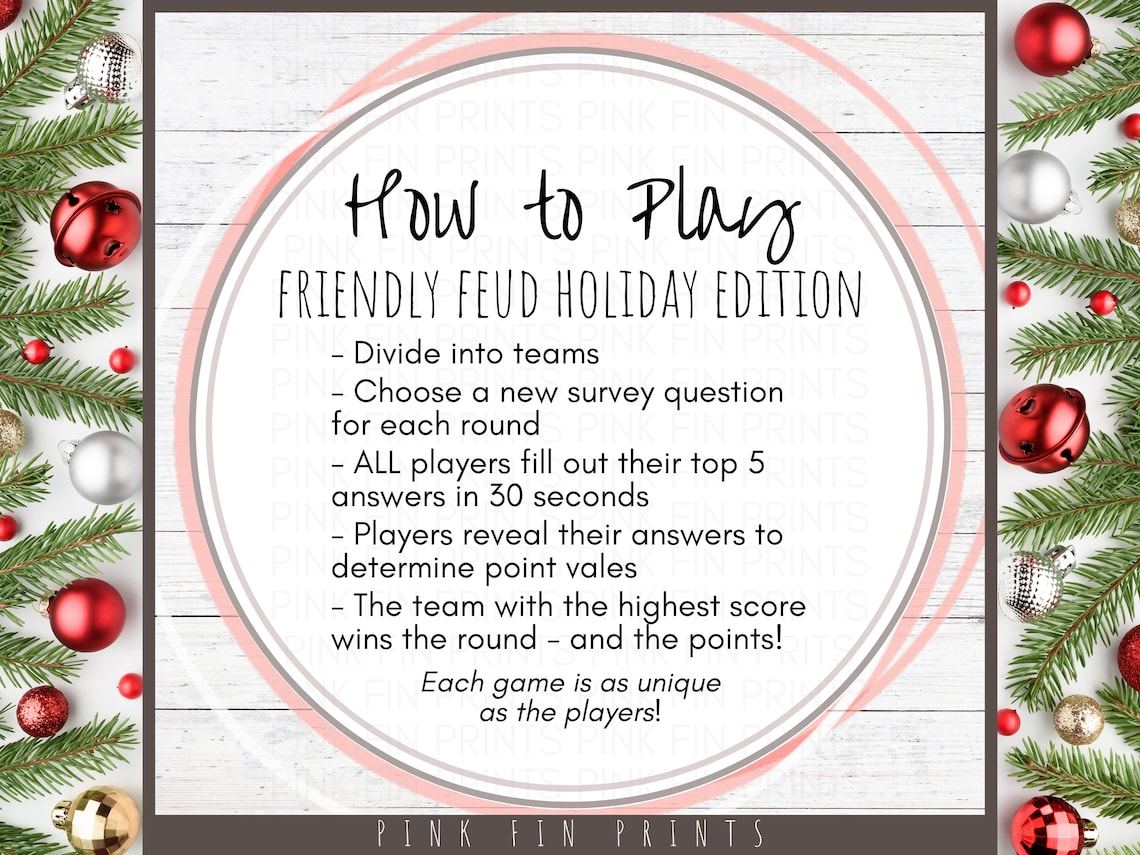 Christmas Feud, Christmas Games Printable, Holiday Feud Game Template ...