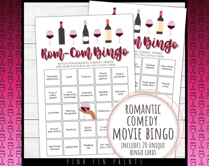 50 Movie Frenzy Bingo Game Card, Watercolor Holiday Themed Activity ...