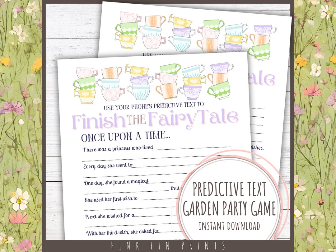 Finish the Fairy Tale Predictive Text Garden Party Game, Tea Party ...