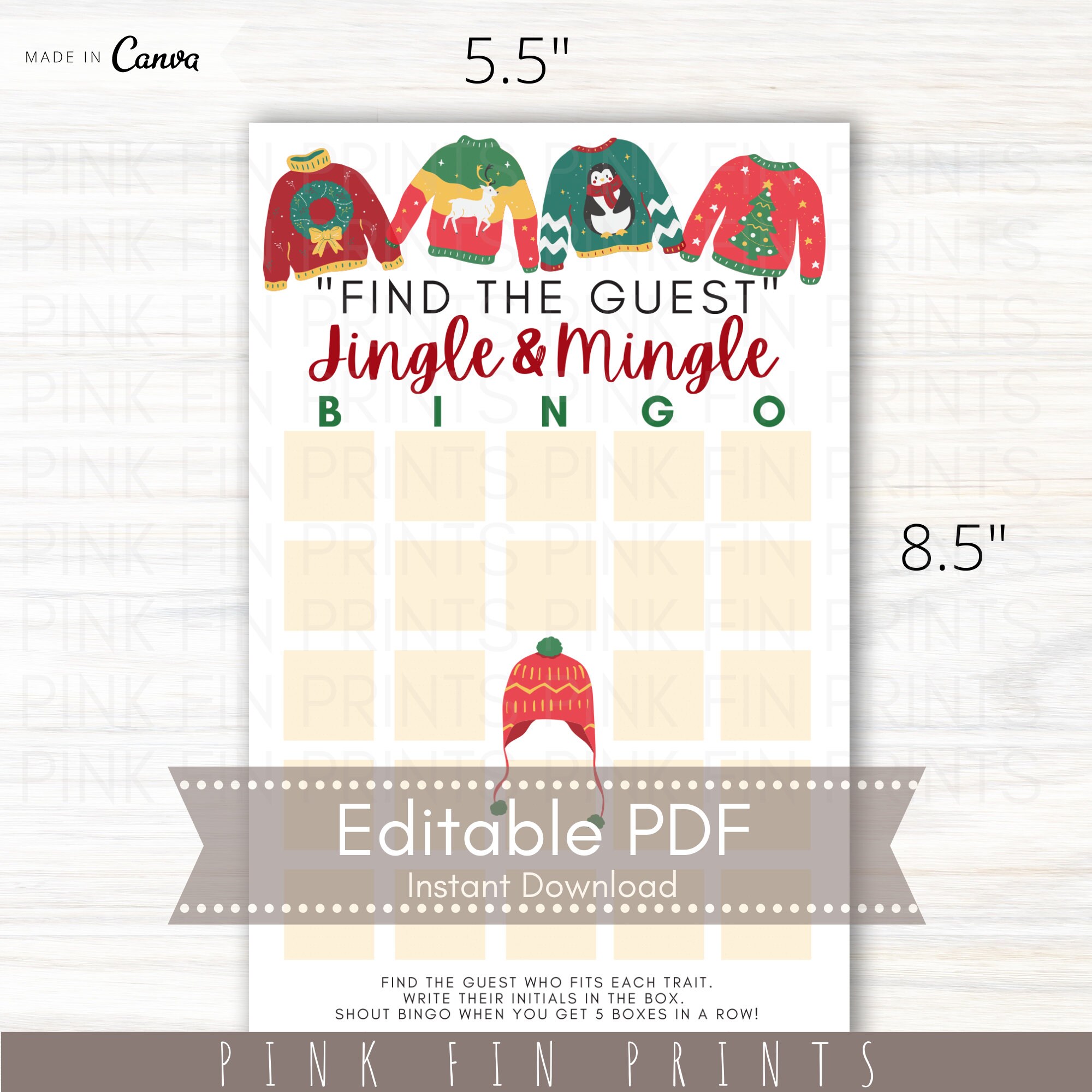 Find the Guest Bingo for Ugly Christmas Sweater Party - Etsy
