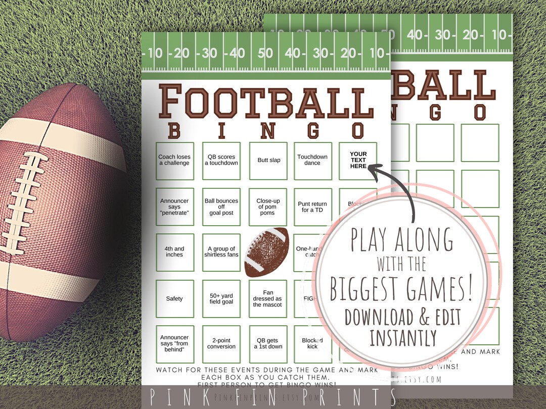 Football Bingo, Football Scavenger Hunt for Adults, Bar Game Printable ...