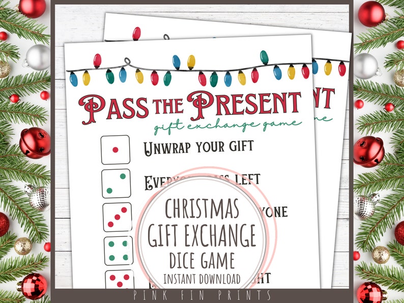 Printable Christmas Gift Exchange Game, Pass the Present Christmas Game ...
