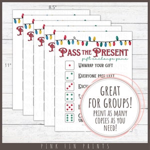 Printable Christmas Gift Exchange Game, Pass the Present Christmas Game ...