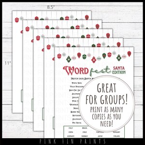 Santa Claus Trivia Matching Game, Match the Santa Name Game, Christmas ...