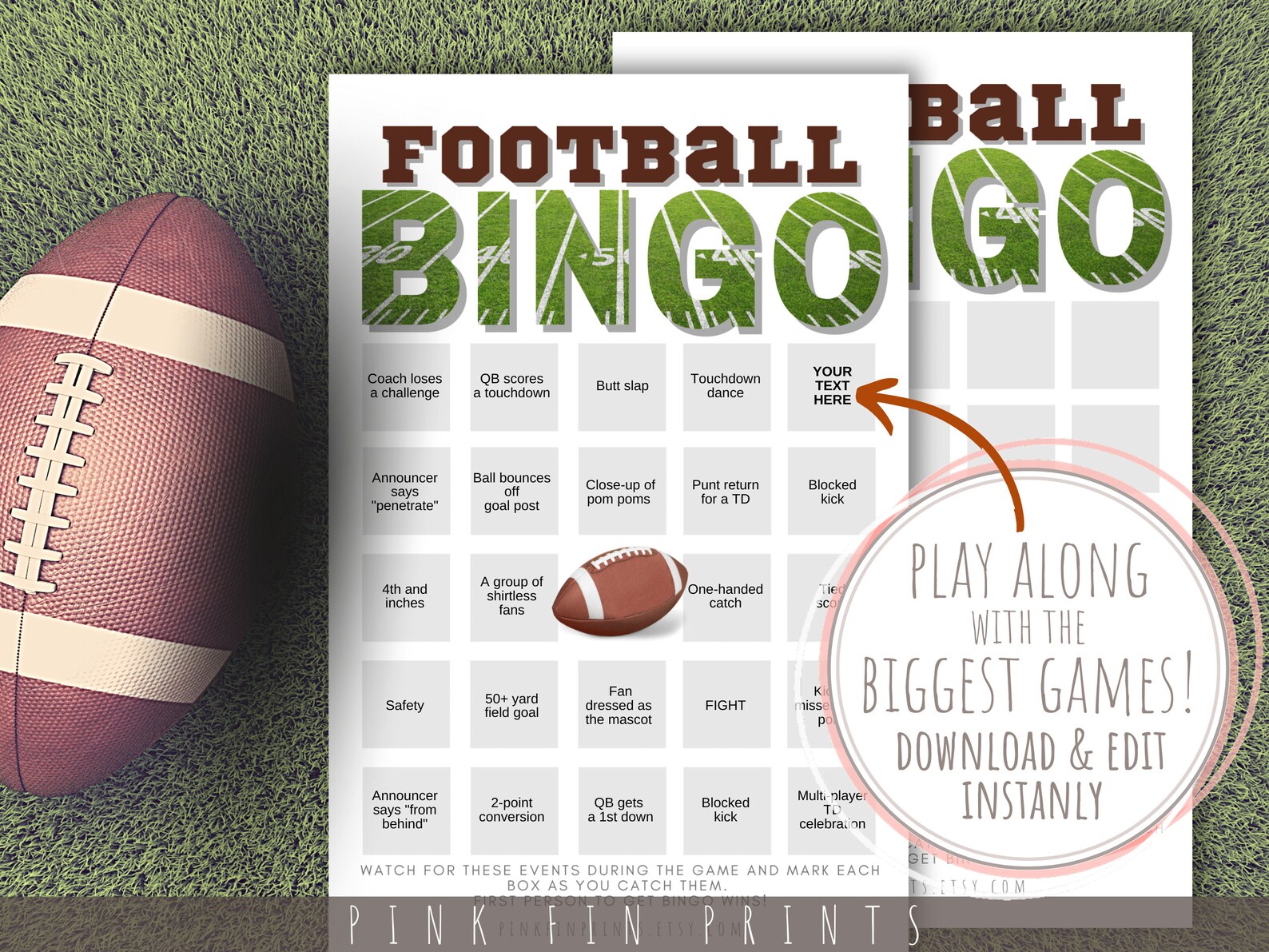 Football Bingo Bar Game Printable College Football Party - Etsy