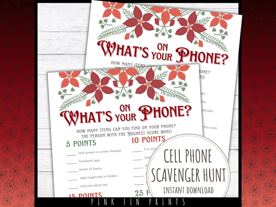 Whats on Your Phone Christmas Party Game, Cell Phone Scavenger Hunt for ...