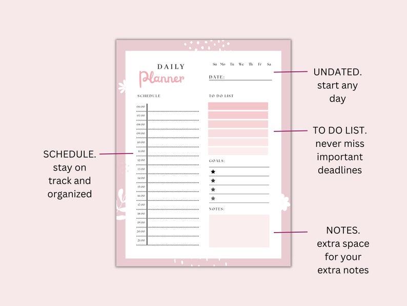 PRINTABLE DAILY PLANNER Printable Productivity Day Planner for Work ...