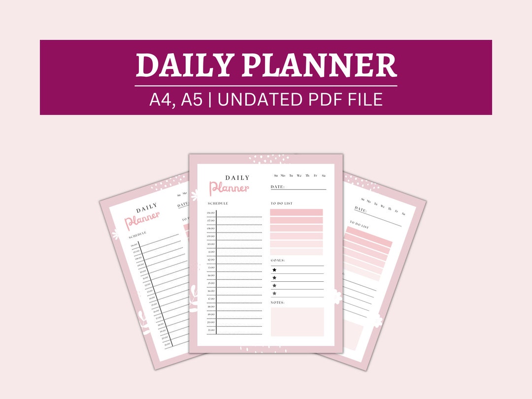 PRINTABLE DAILY PLANNER Printable Productivity Day Planner for Work ...