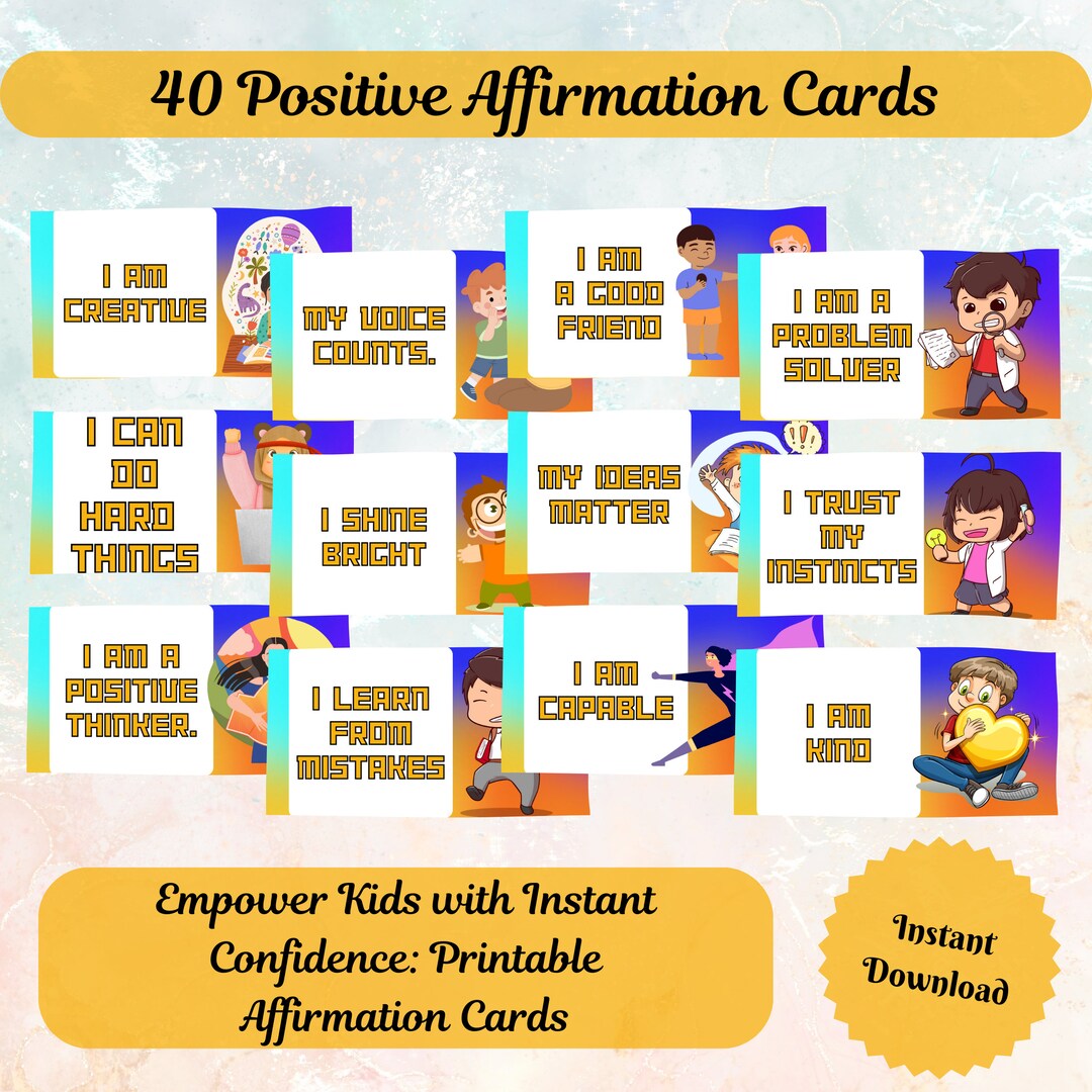 Printable Affirmation Cards Elevate Your Child's Well-being Instant Download Positive ...