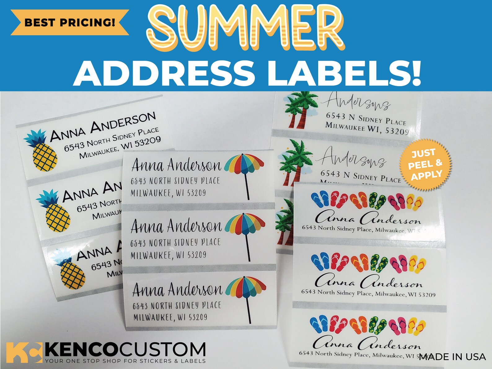 Summer Address Labels: Custom Clear or White Gloss Stickers - Etsy