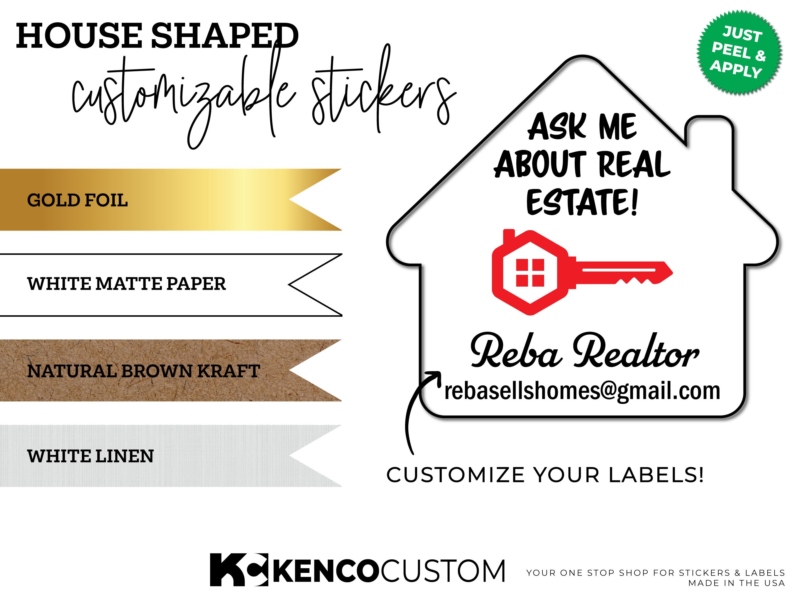 BEST SELLING Customizable Real Estate Stickers House Shaped Stickers ...