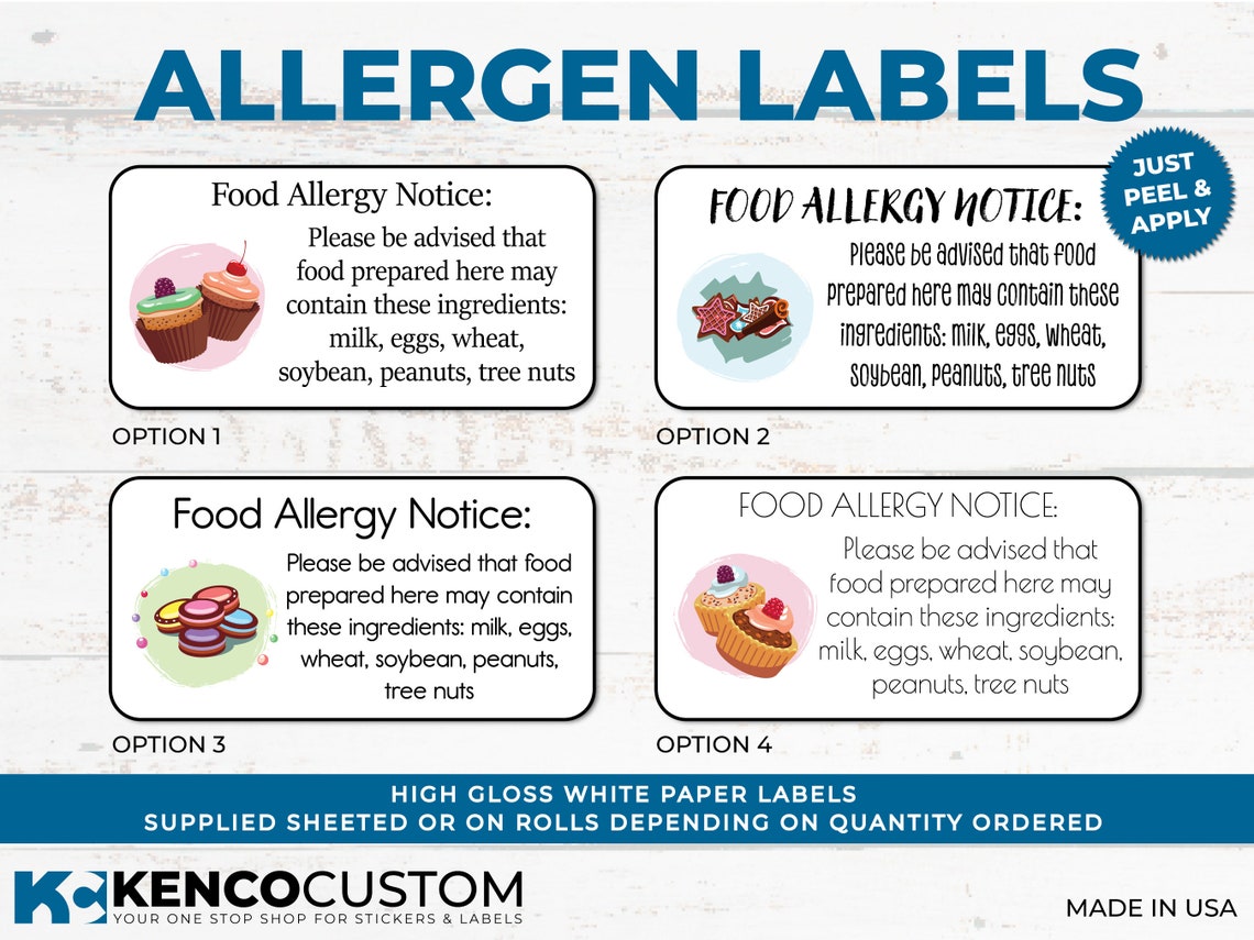 2 X 1 Allergen Labels Small Food Labels Cottage Food Labels Bakery ...