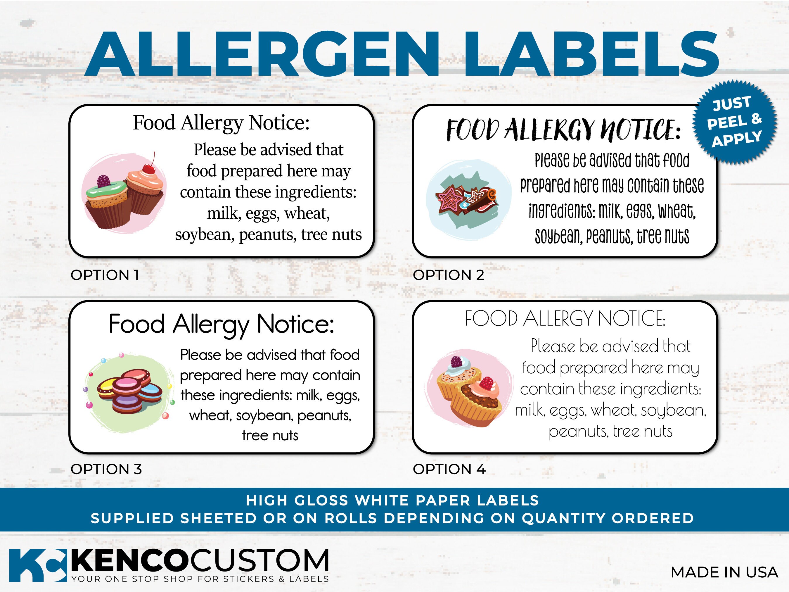 2 X 1 Allergen Labels Small Food Labels Cottage Food Labels Bakery ...