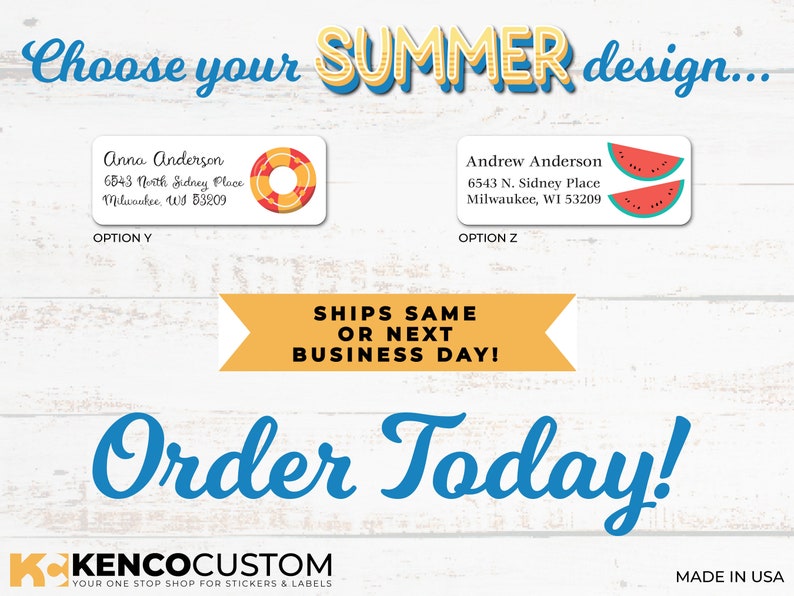 Summer Address Labels: Custom Clear or White Gloss Stickers - Etsy