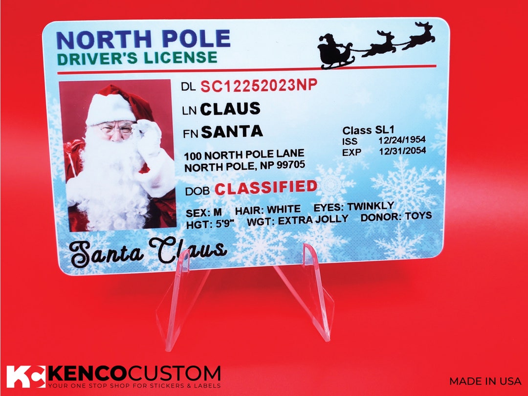 Santa Driver's License Perfect for Christmas Time Santa License Driver ...