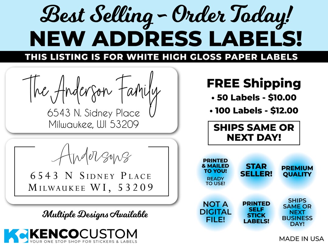 Custom Address Labels: White Gloss Stickers (2.625" X 1") - Etsy