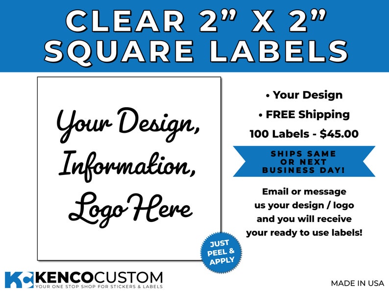 Clear Labels | 2" X 2" Square Corner Clear Gloss Labels | Your Design ...