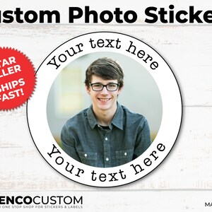 Custom Printed Photo Sticker With Personalized Text | Personalized ...