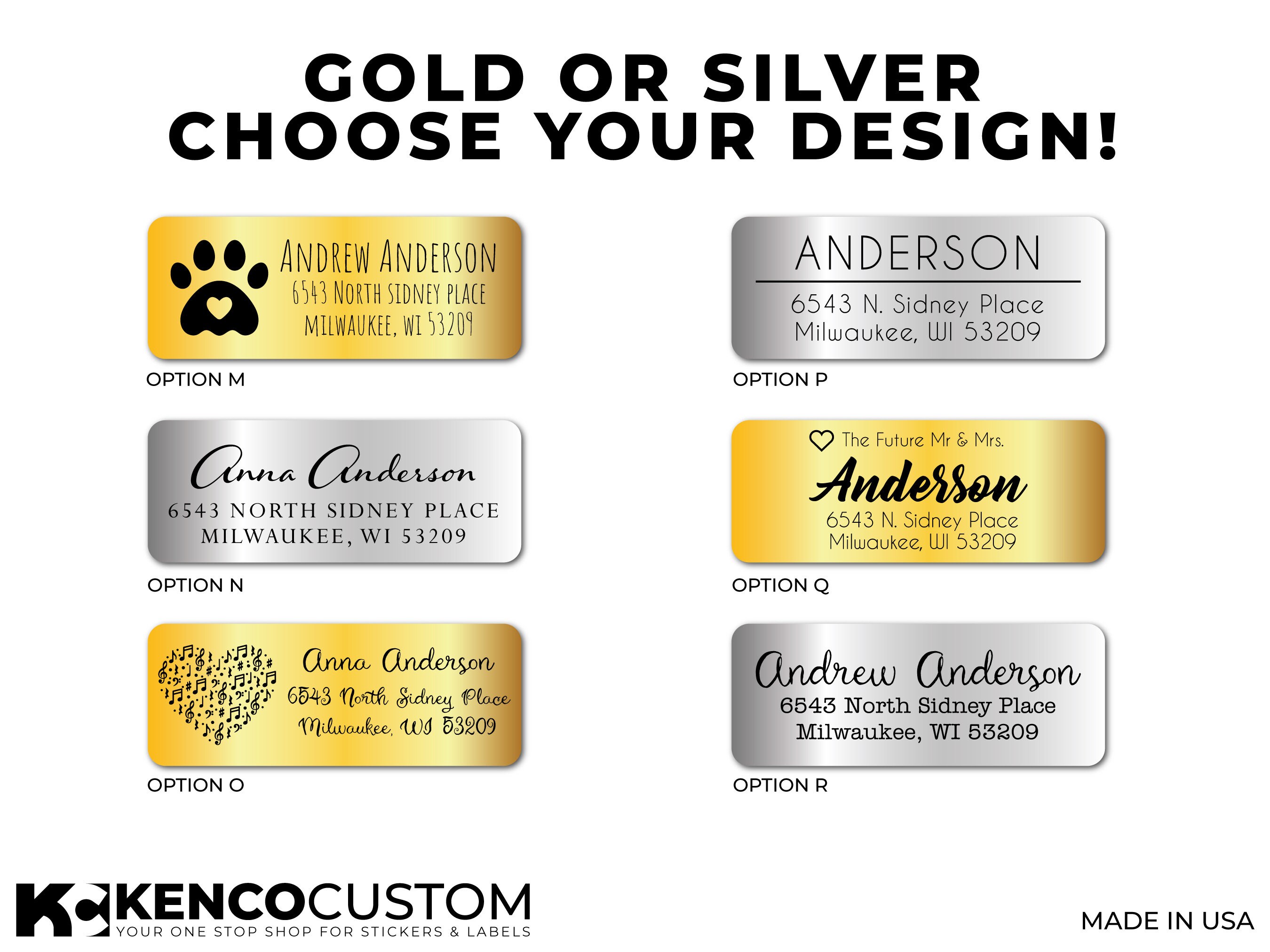 Shiny Gold & Silver Address Labels These Are the Best Custom Labels ...