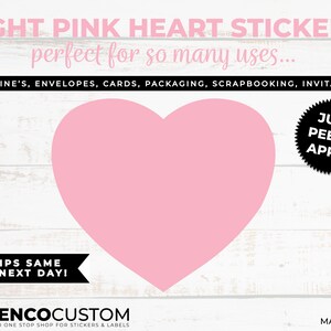 LIGHT PINK HEART Stickers - Etsy