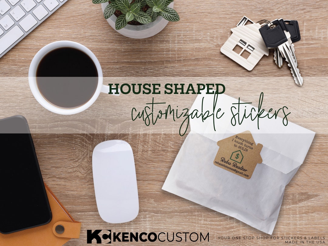 BEST SELLING! Customizable Real Estate Stickers | House Shaped Stickers ...