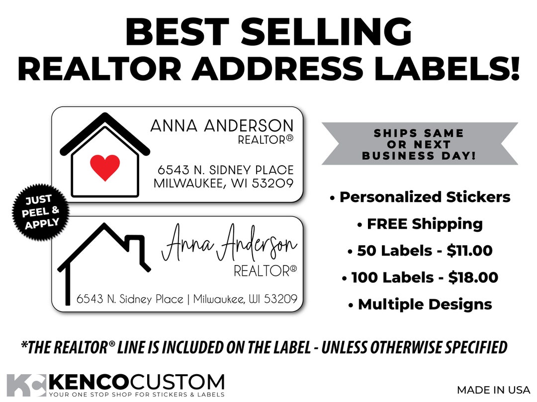 Realtor Address Labels 2.625 X 1 White Gloss Labels - Etsy