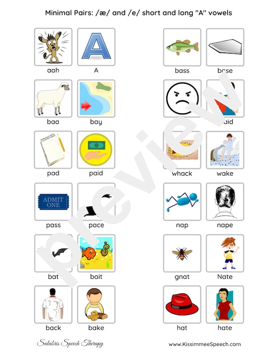 Minimal Pairs Speech Therapy Worksheets Minimal Pairs Worksheet | TPT