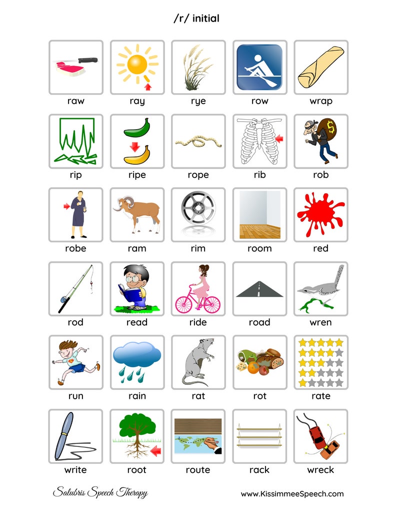 SET of "r" (pre- and Post-vocalic) Phoneme Worksheets for Speech ...