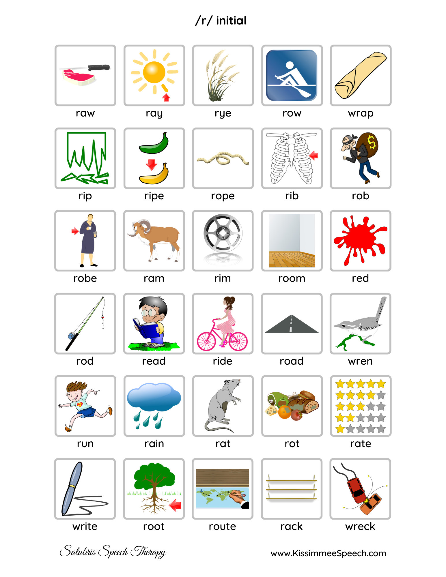 SET of "r" (pre- and Post-vocalic) Phoneme Worksheets for Speech ...