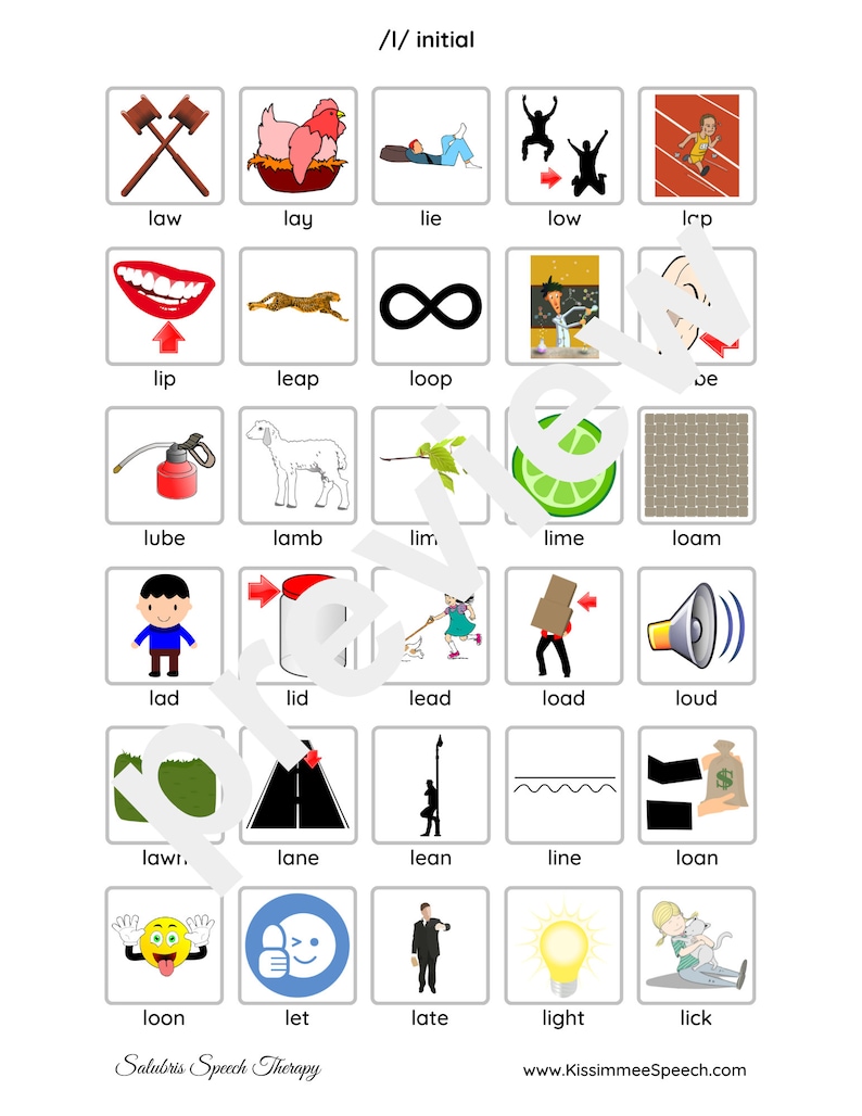Phoneme "l" for Speech Therapy Practice - 9 Pages! - Etsy