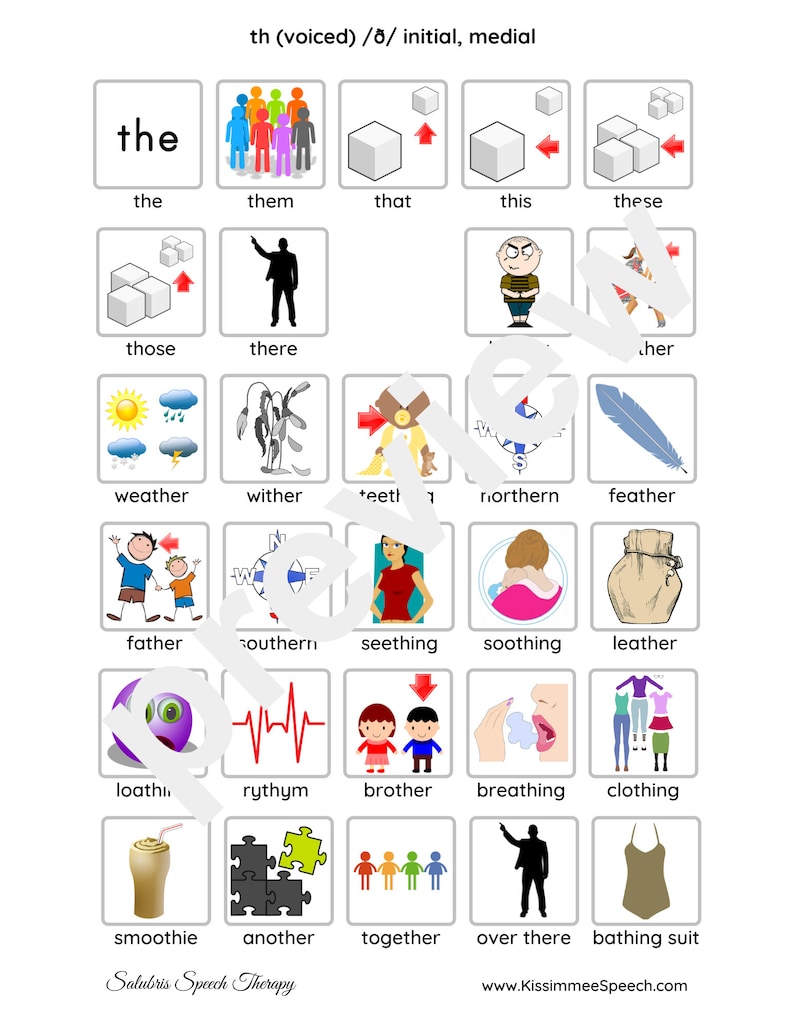 Phoneme "th" (voiced and Unvoiced) for Speech Therapy Practice - 5 ...