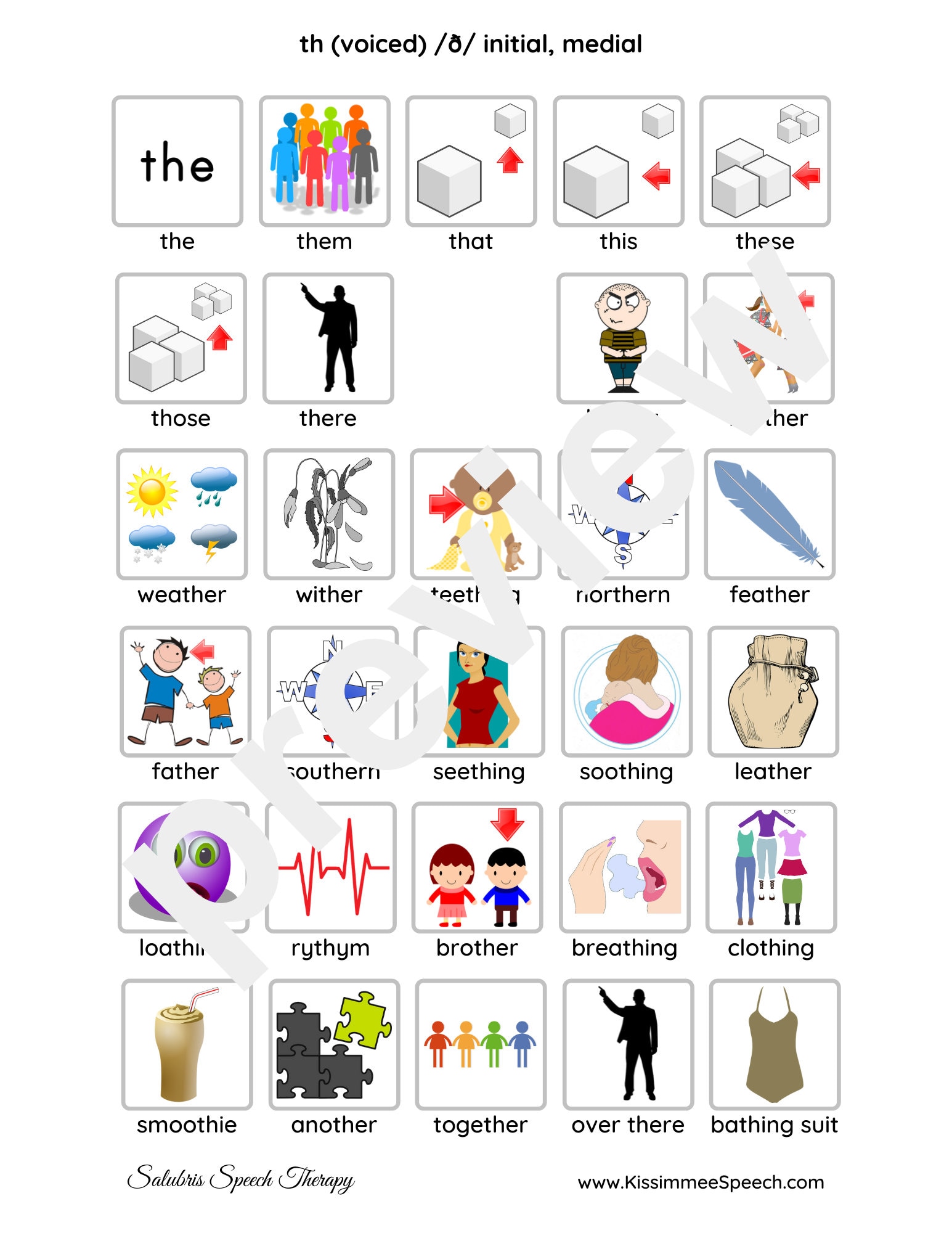Phoneme "th" (voiced and Unvoiced) for Speech Therapy Practice - 5 ...