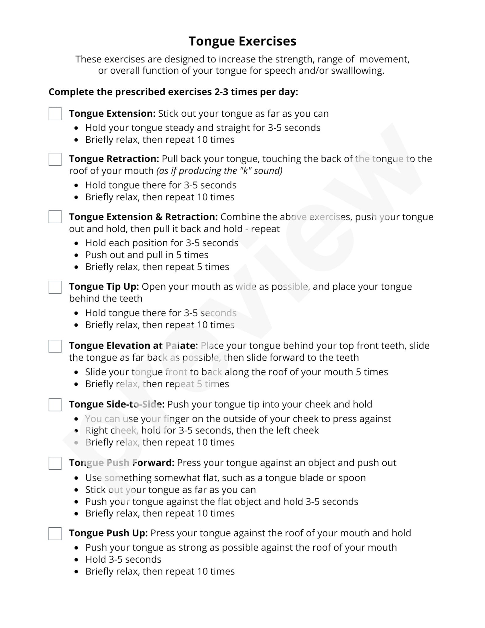 Dysarthria - Lingual Exercise Packet - Speech Therapy Articulation - Etsy