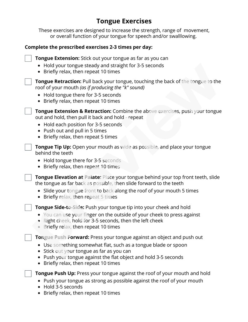 Dysarthria - Lingual Exercise Packet - Speech Therapy Articulation - Etsy