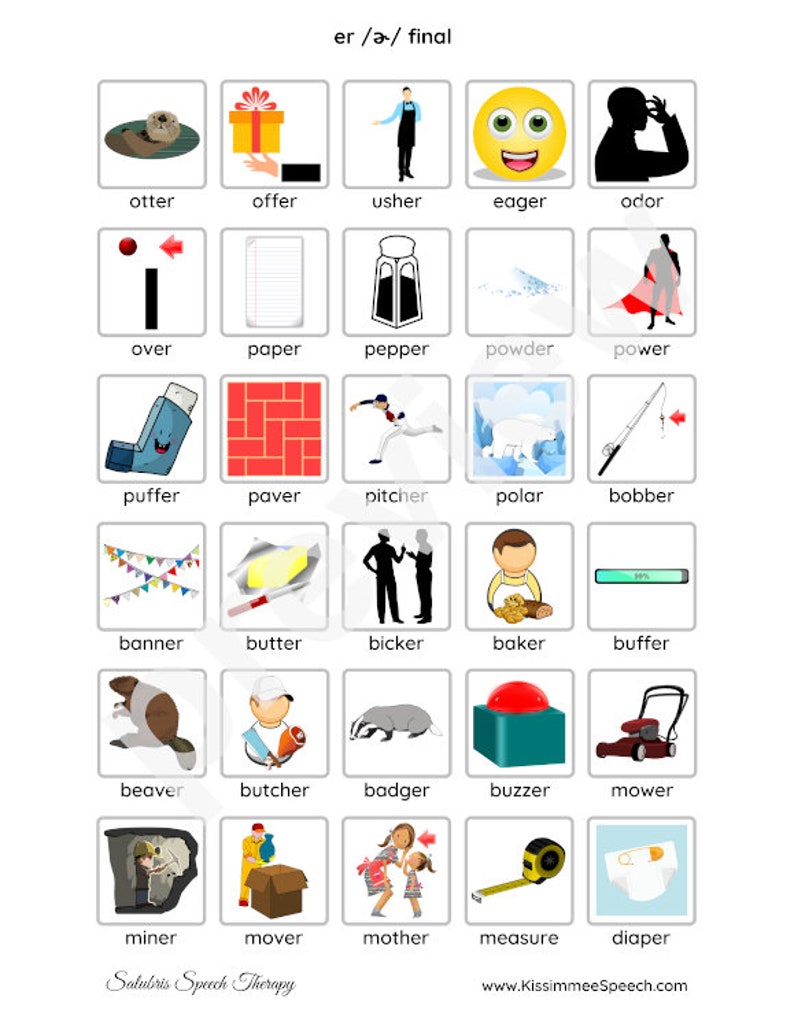 SET of "r" (pre- and Post-vocalic) Phoneme Worksheets for Speech ...