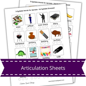 3-syllable Words for Apraxia - 128 Words! - Speech Therapy Worksheets ...
