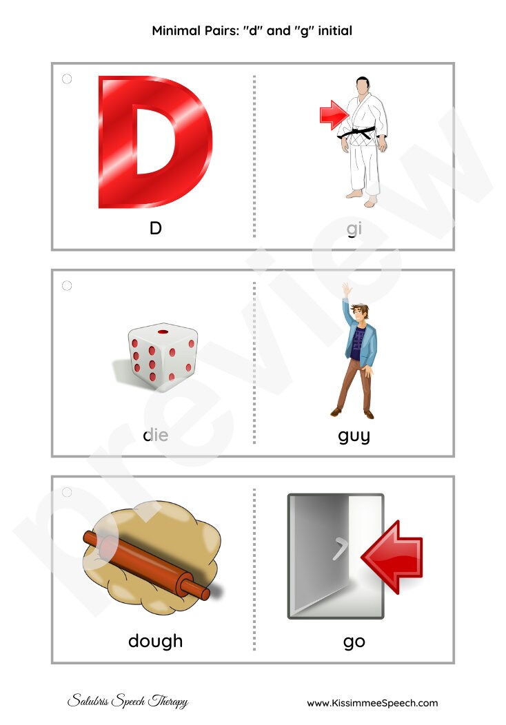 Card Strips - Minimal Pairs "d" & "g" - Speech Therapy Articulation - Etsy