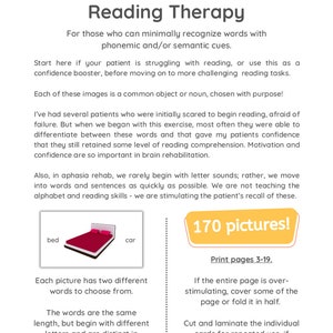 Aphasia - Reading Therapy 1 - NOUNS - Reading Comprehension - Speech ...
