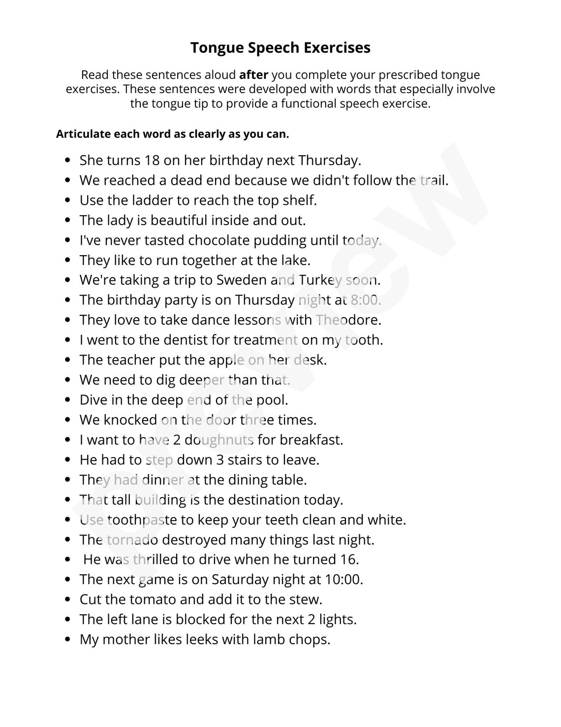 Dysarthria - Lingual Exercise Packet - Speech Therapy Articulation - Etsy