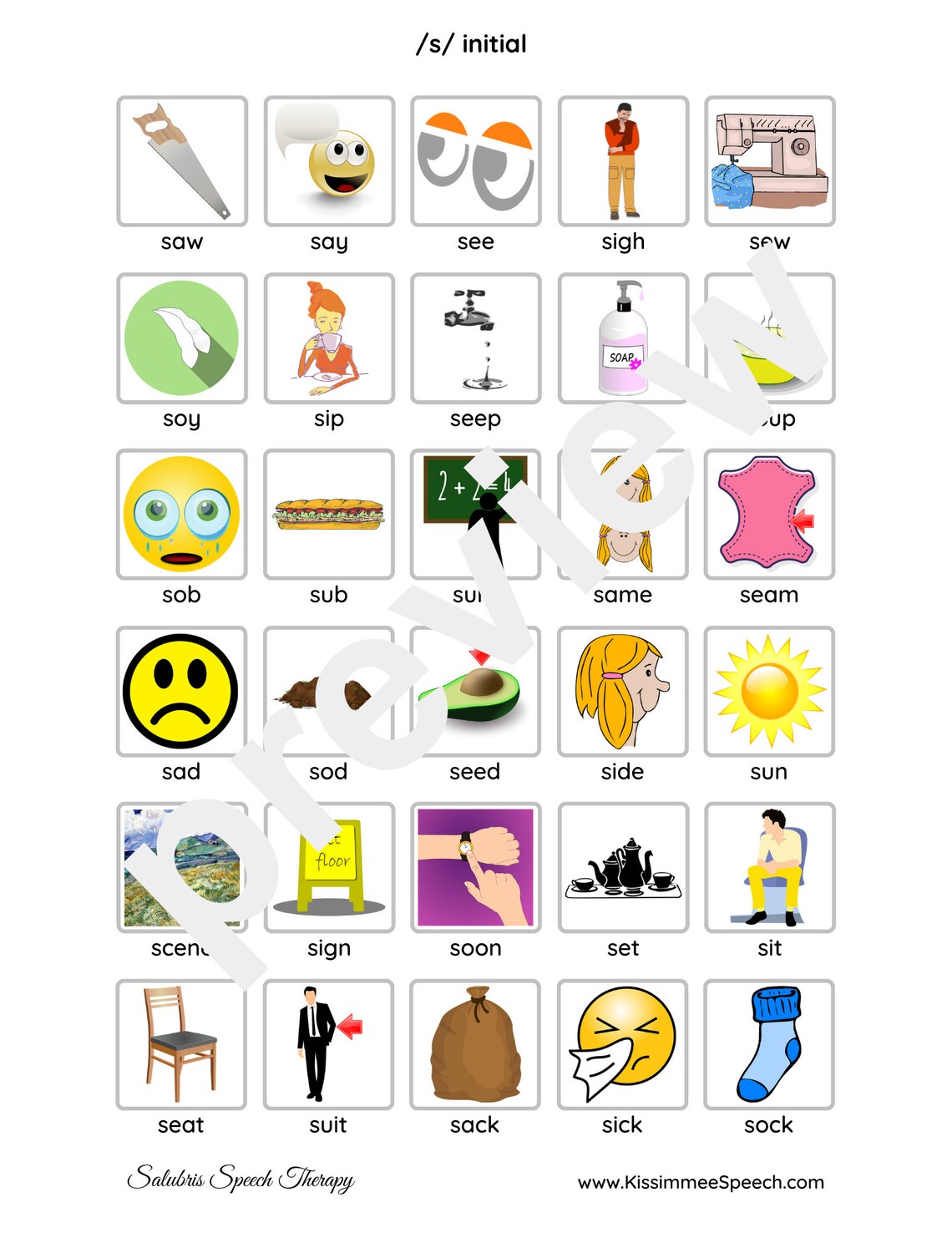 Phoneme "s" for Speech Therapy Practice - 7 Pages! - Etsy